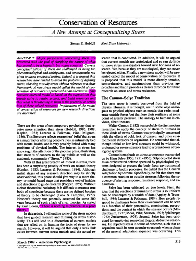 Hobfoll Model | PDF | Coping (Psychology) | Stress (Biology)
