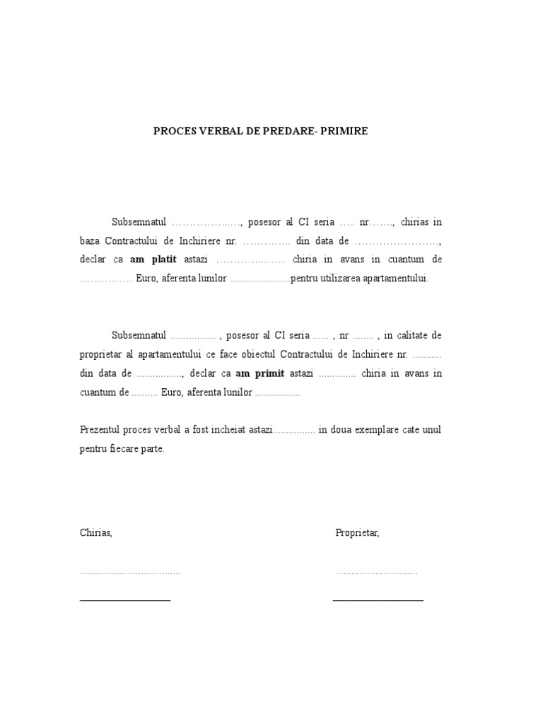 PV Plata Chirie. - Generic | PDF