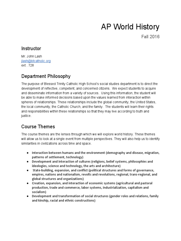 AP World History: Instructor | PDF | Essays | Homework