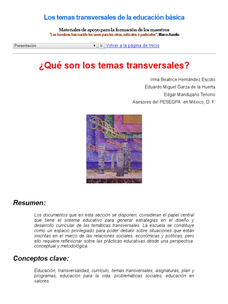 Qué Son Los Temas Transversales | PDF | Jardín de infancia | Plan de ...