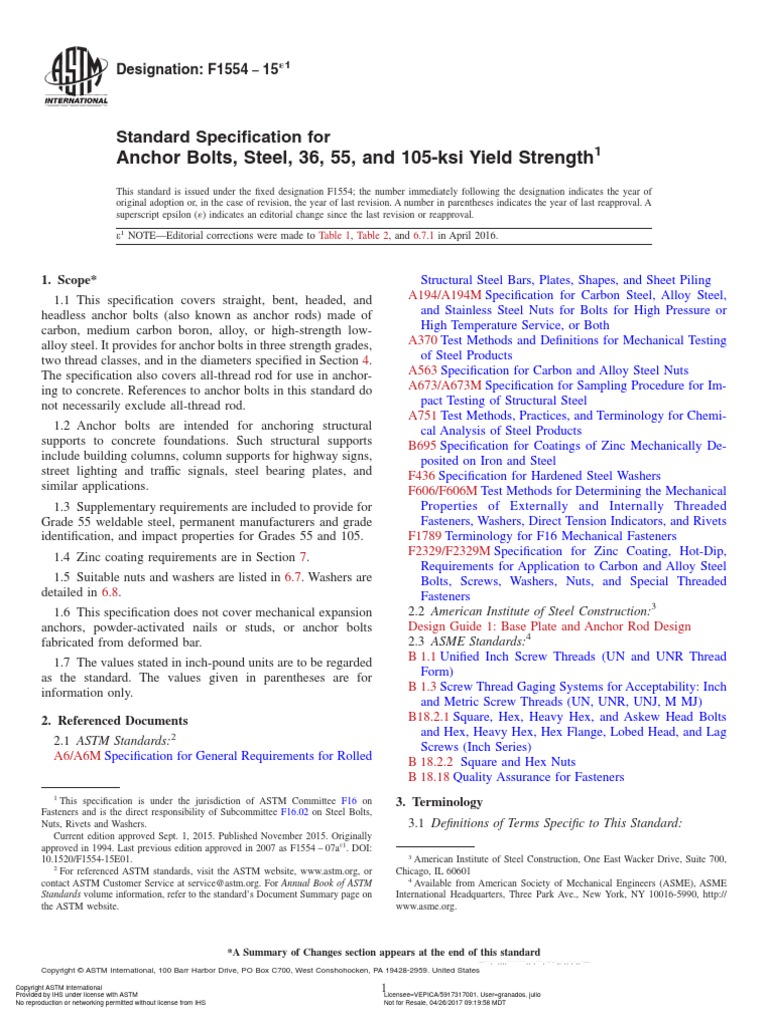 Astm F1544-2015 | PDF | Screw | Chemistry