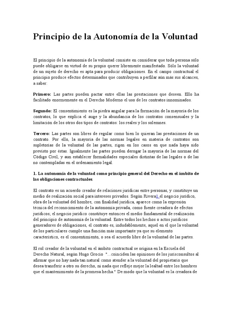 Principio de La Autonomía de La Voluntad | PDF | Gobierno | Justicia
