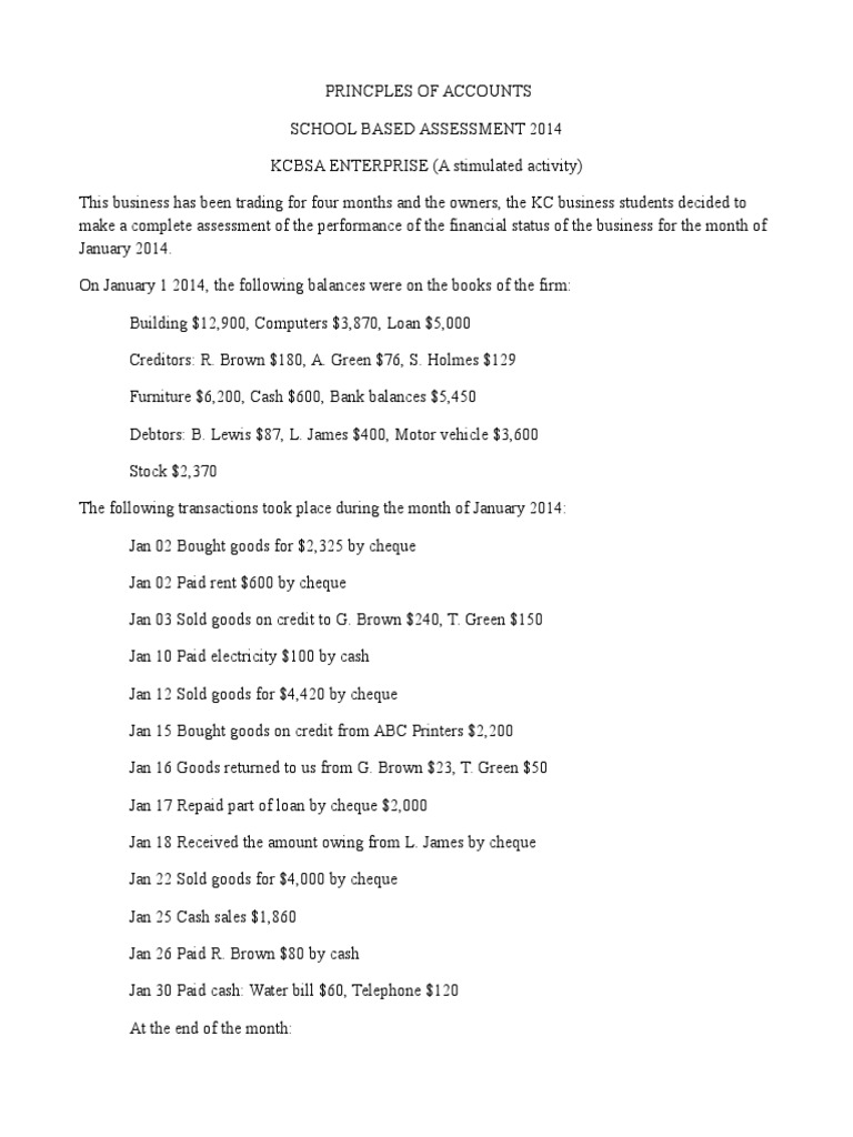Principles of Accounts SBA | PDF | Debits And Credits | Economies