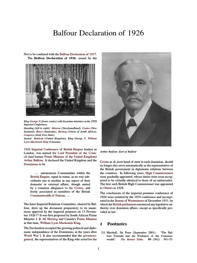 Balfour Declaration of 1926 | Politics Of Canada | Kingdoms