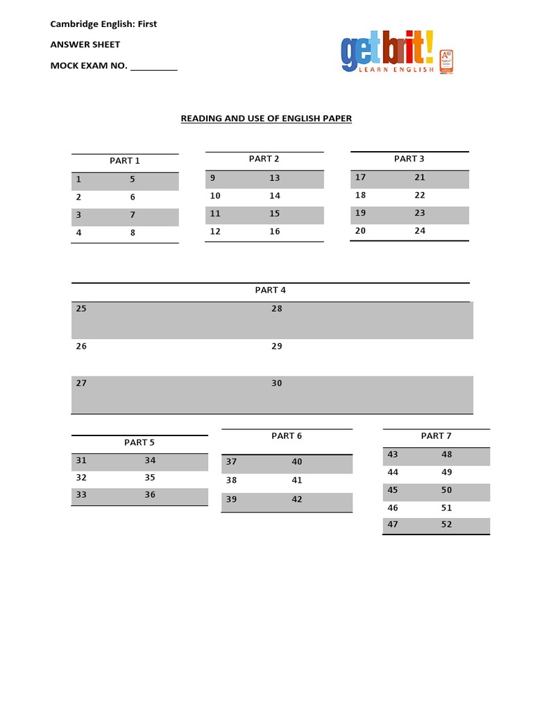 First Answer Sheet PDF | PDF | Standardized Tests | Language Education