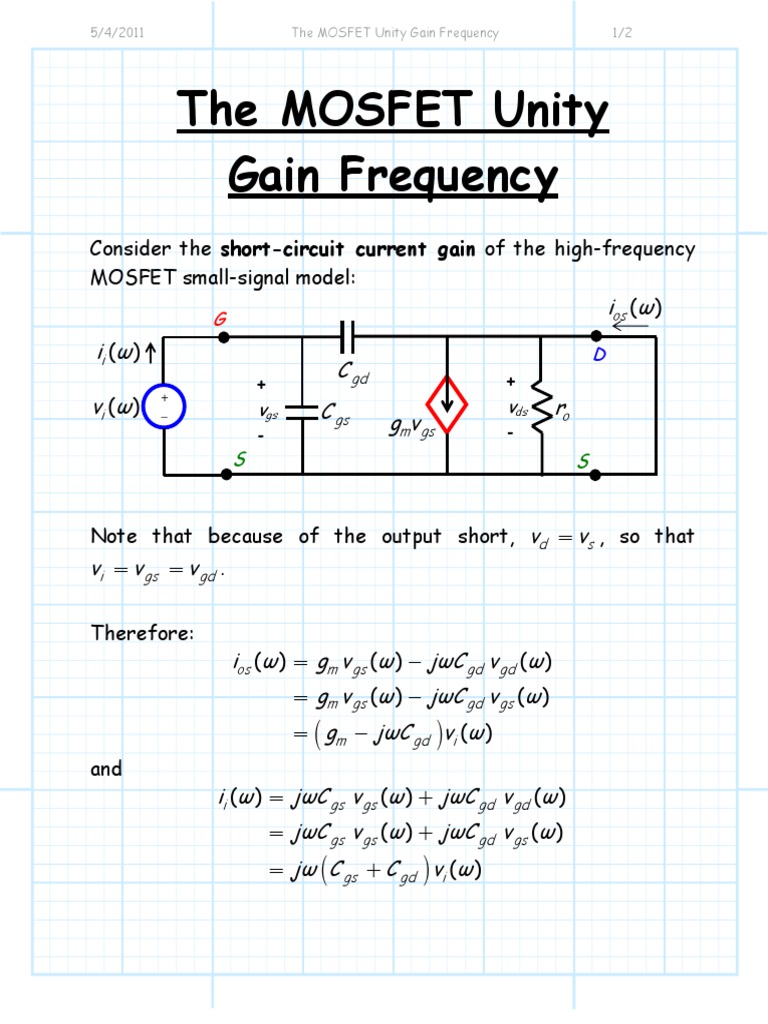 The MOSFET Unity Gain Frequency | Mosfet | Electrical Components | Free ...