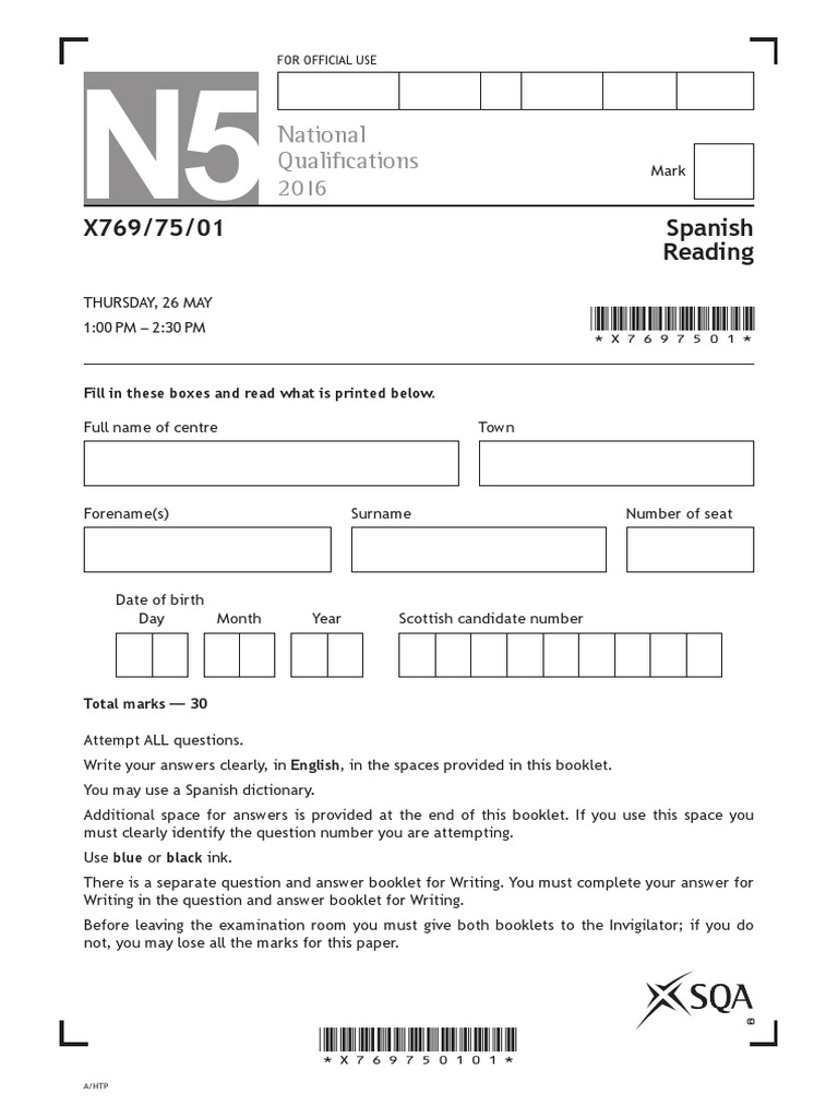 National 5 All Questions Papers 2016 | PDF