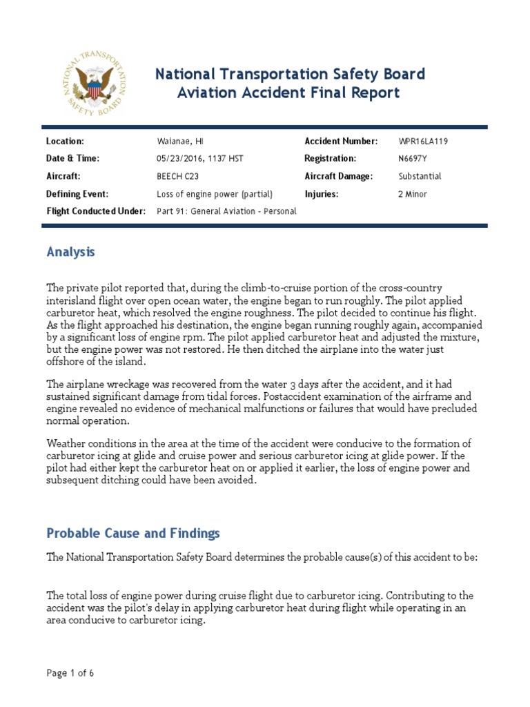 NTSB Report On 2016 Makaha Plane Crash | National Transportation Safety ...