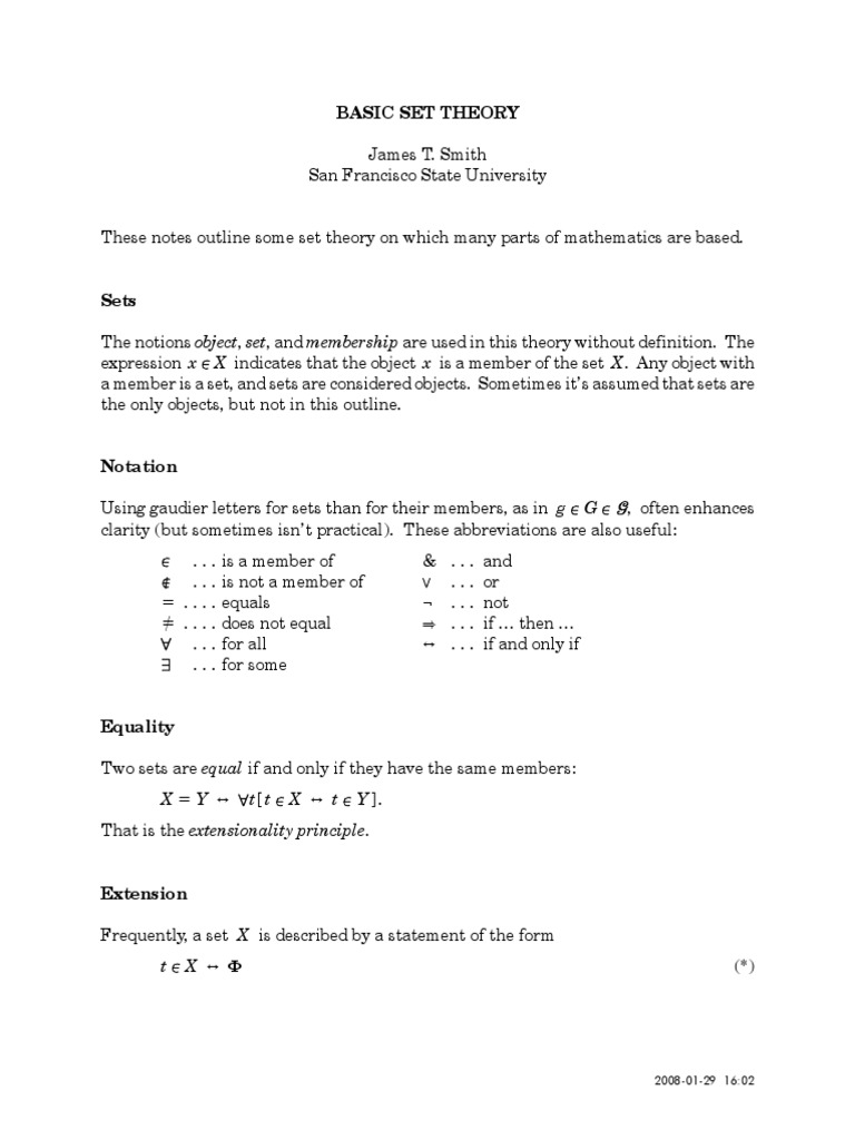 Basic Set Theory | PDF | Field (Mathematics) | Rational Number