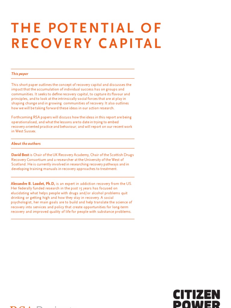 The Potential of Recovery Capital | PDF | Recovery Approach | Substance ...