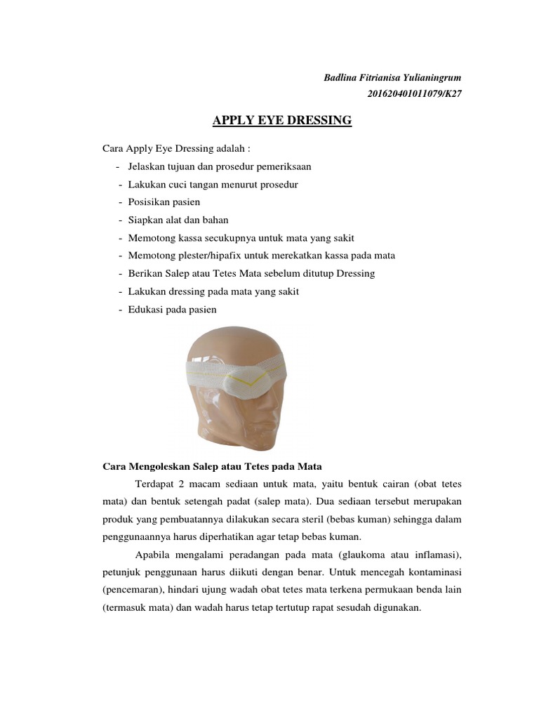 Apply Eye Dressing, EPilasi | PDF