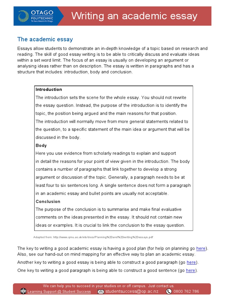 Writing an Academic Essay | Essays | Paragraph