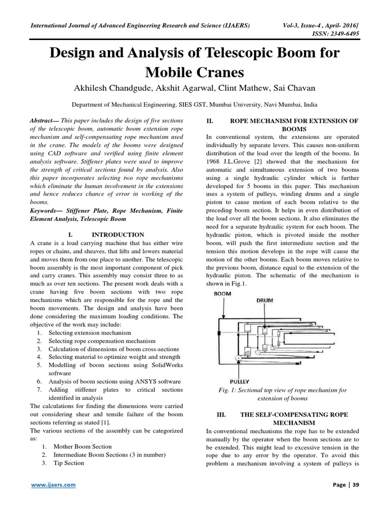 Telescopic Boom Design for Cranes | PDF | Strength Of Materials | Crane ...