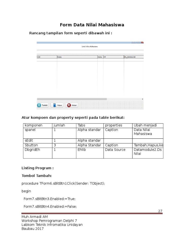 Form Data Nilai Mahasiswa | PDF