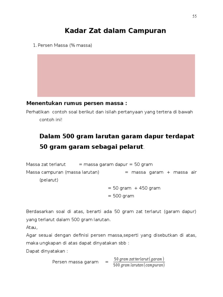 Bahan Ajar Kadar Zat Dalam Campuran | PDF