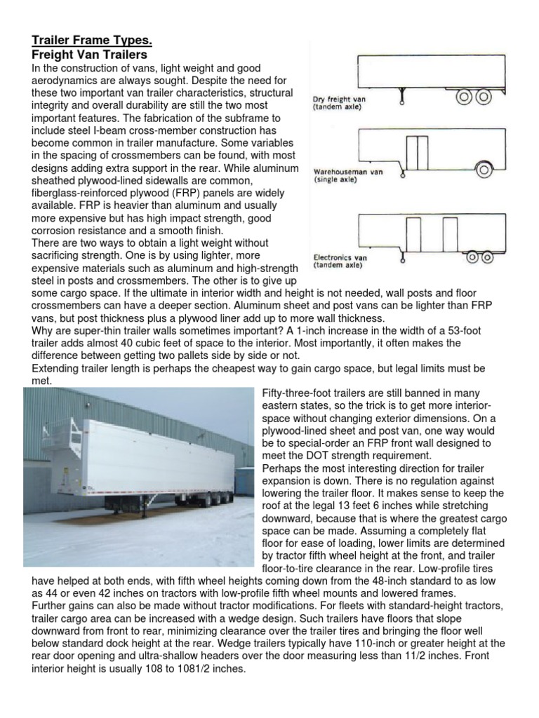 Trailer Frame Types Handout | PDF | Beam (Structure) | Framing ...