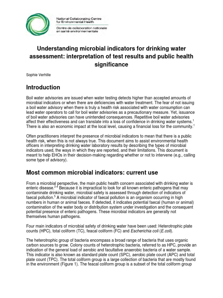 Microbial Indicators Jan 2013 0 | PDF | Drinking Water | Water Quality