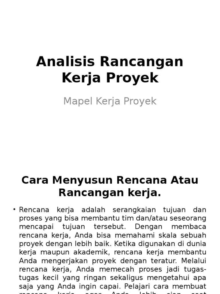 Analisis Rancangan Kerja Proyek | PDF