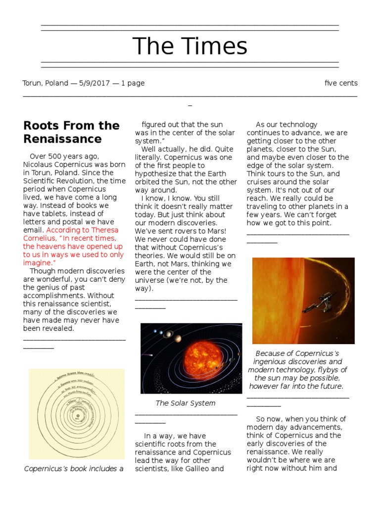 Renaissance Roots in Science | PDF | Nicolaus Copernicus | Sun