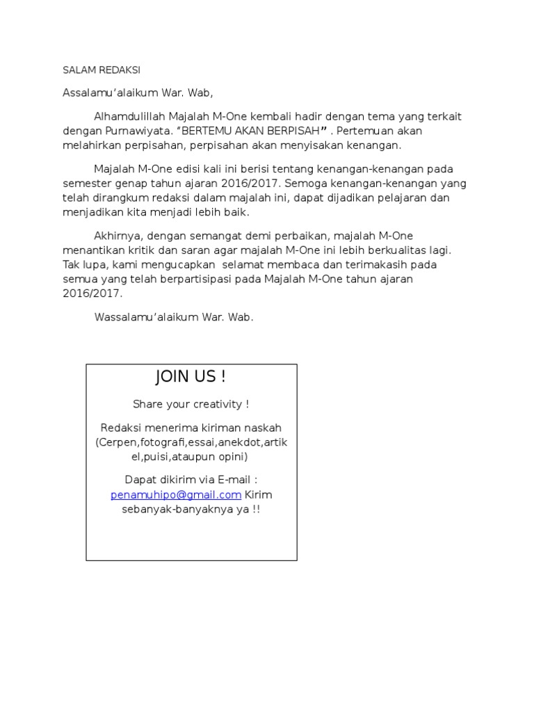 Salam Redaksi Majalah | PDF