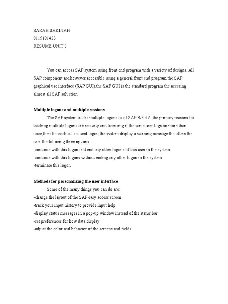 SAP GUI Personalization and Navigation | PDF | Graphical User ...