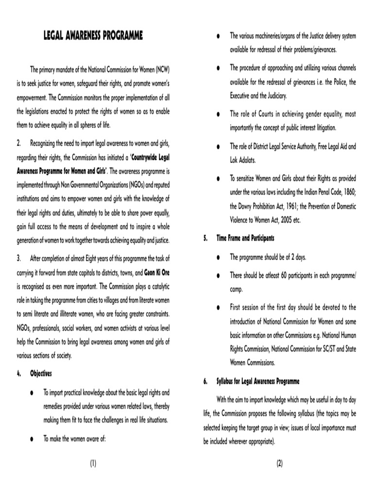 Empowering Women through Legal Awareness: A Guide to the National ...