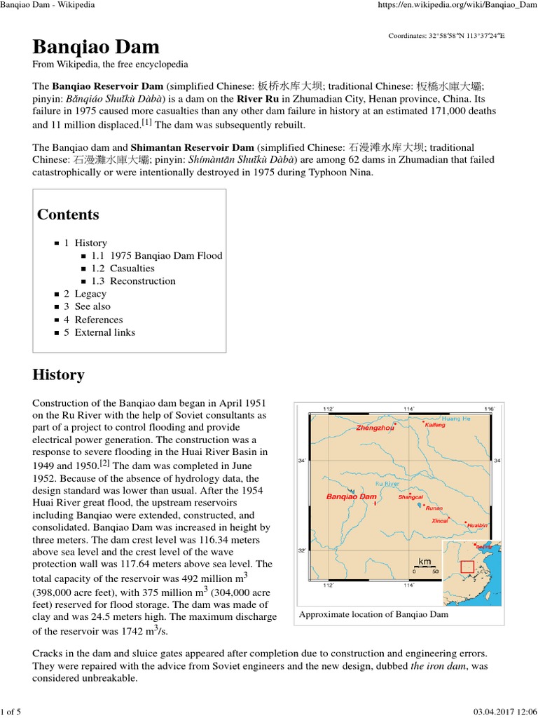 Banqiao Dam | PDF | Natural Disasters | Physical Geography