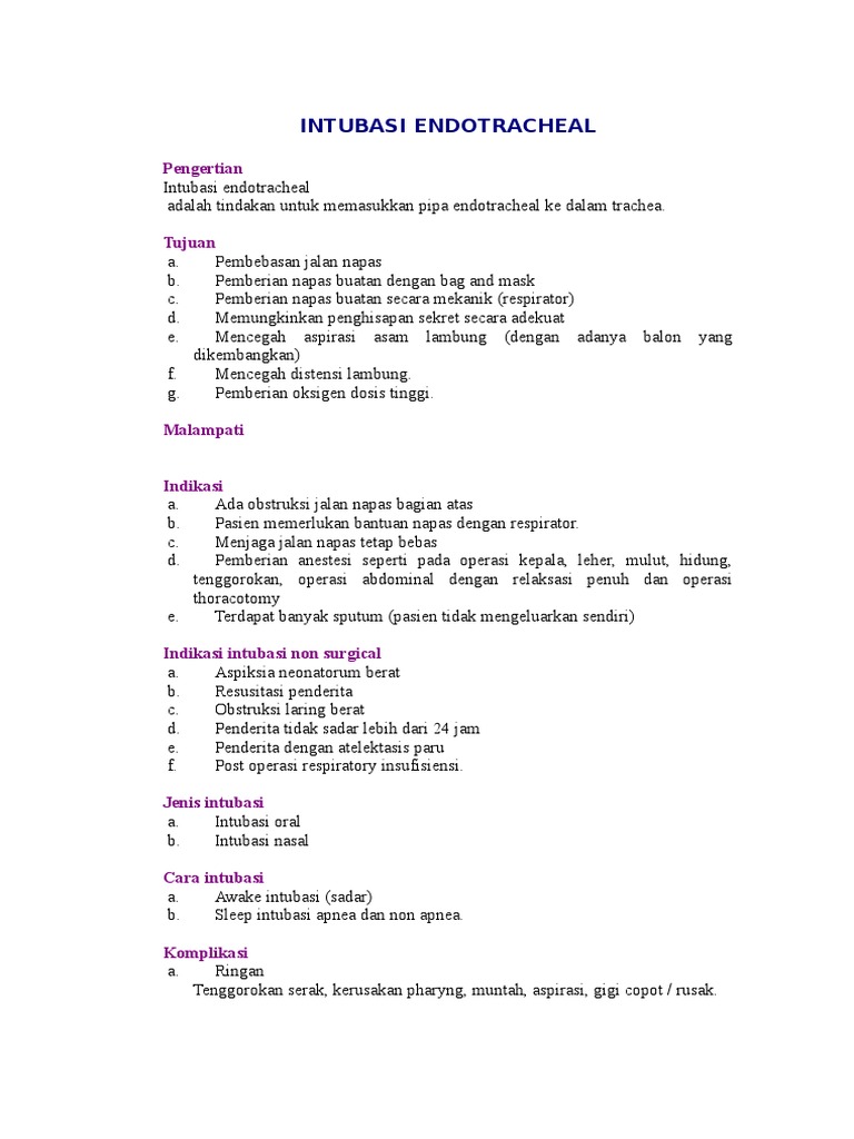 Intubasi Endotracheal | PDF