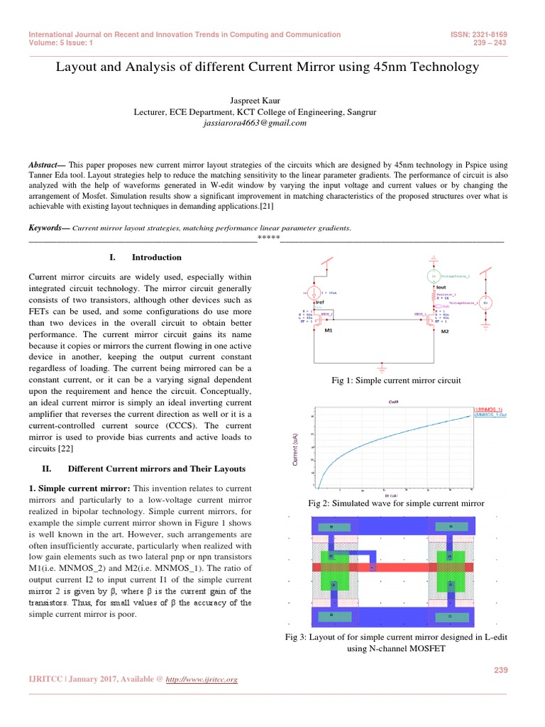 Layout and Analysis of Different Current Mirror Using 45nm Technology ...