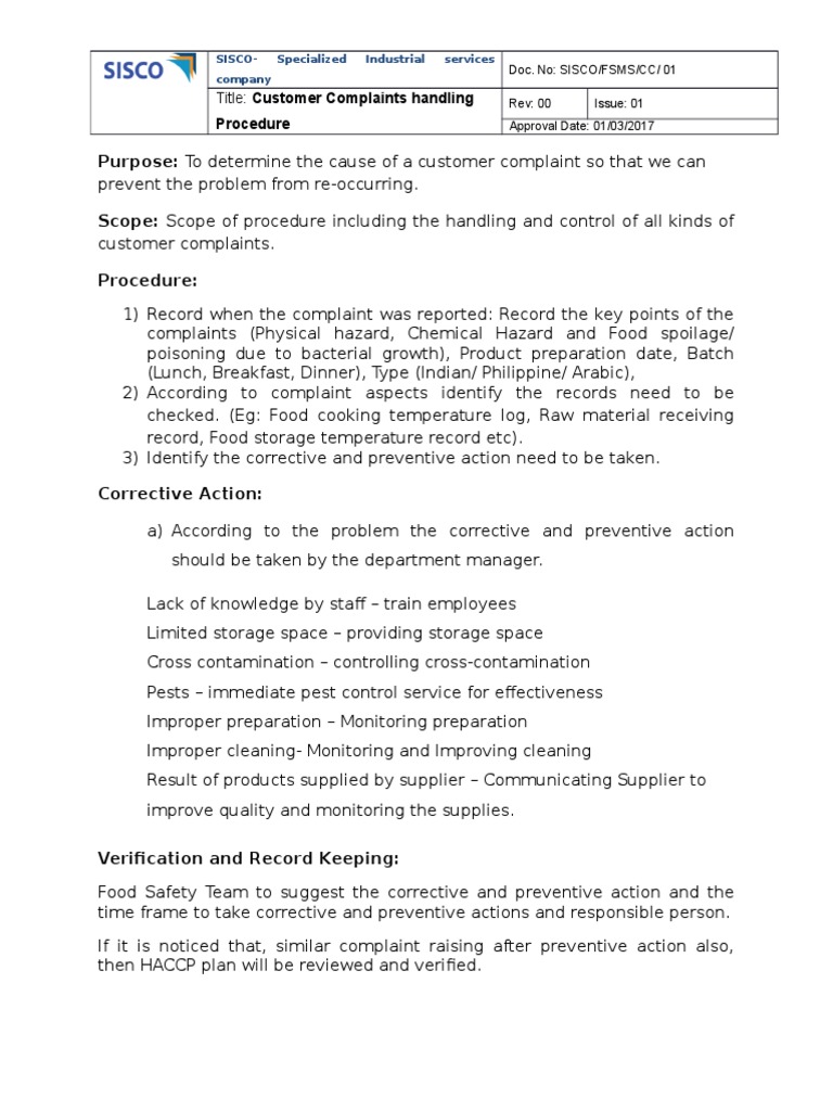 Purpose: To Determine The Cause of A Customer Complaint So That We Can ...