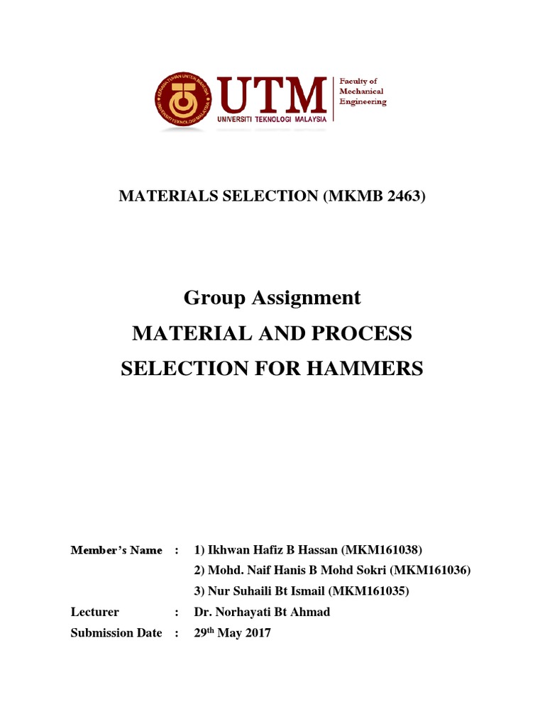Hammer Material and Manufacturing Process | PDF | Hammer | Casting ...