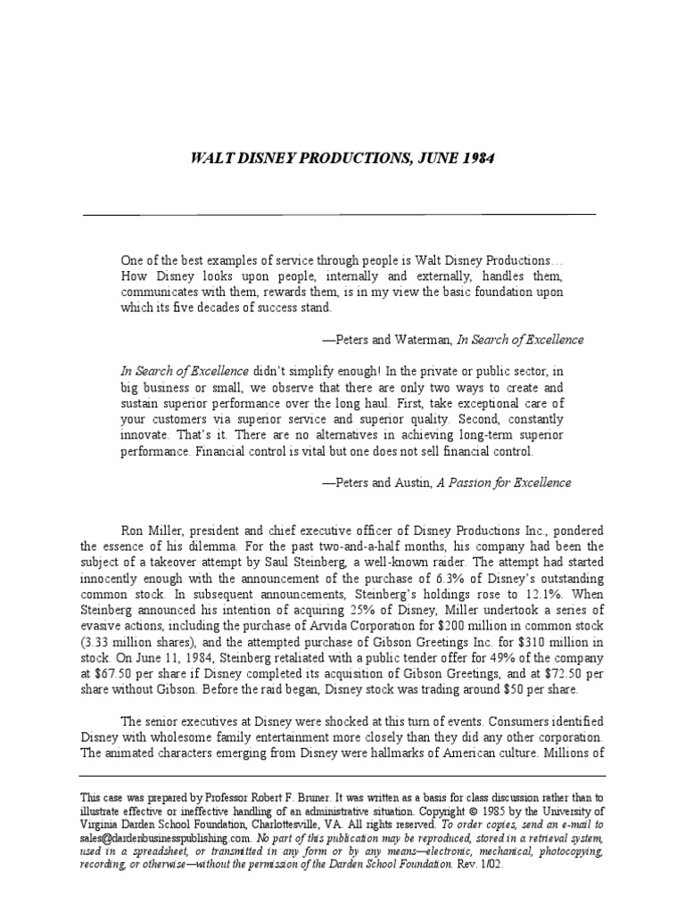 Walt Disney Case Study | Download Free PDF | The Walt Disney Company ...