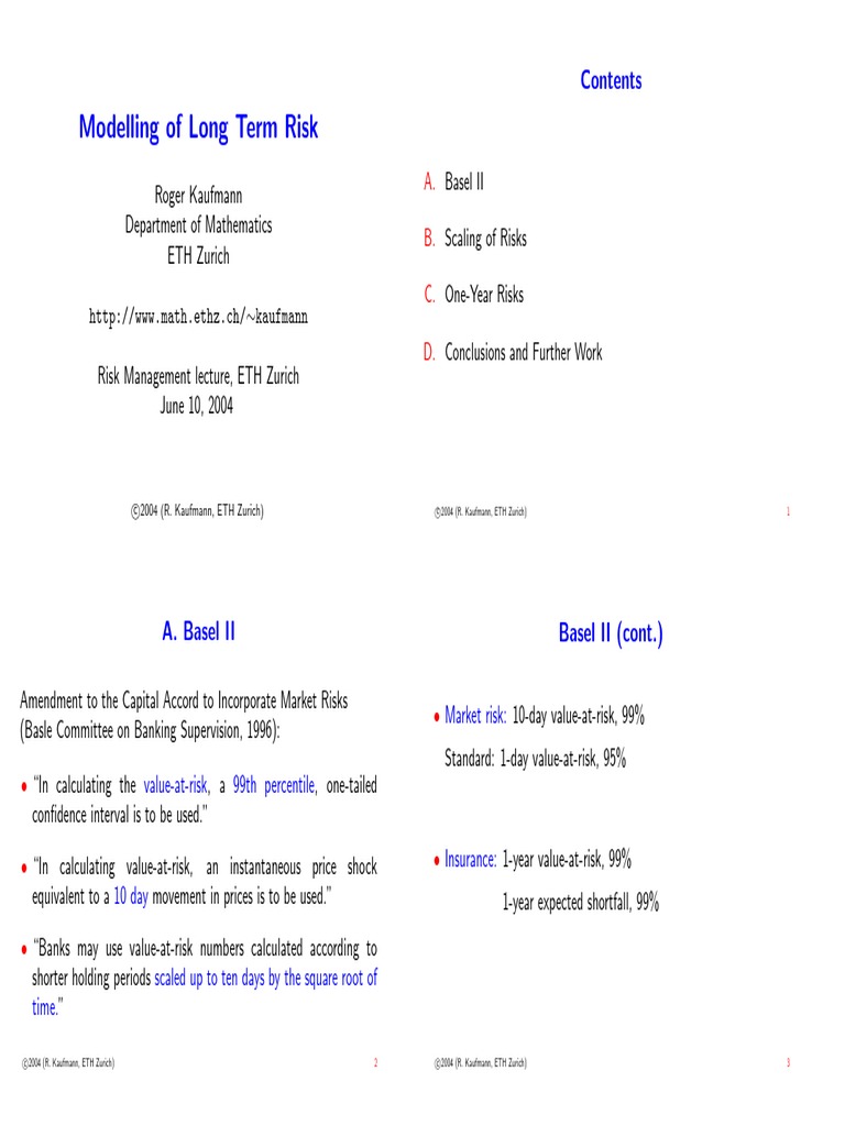 Modelling of Long Term Risk | Download Free PDF | Value At Risk ...