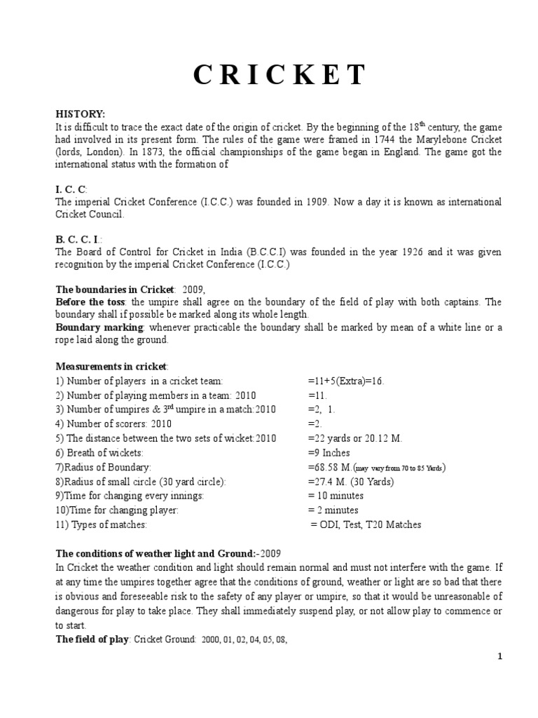 Cricket Notes | PDF | Bowling (Cricket) | Cricket