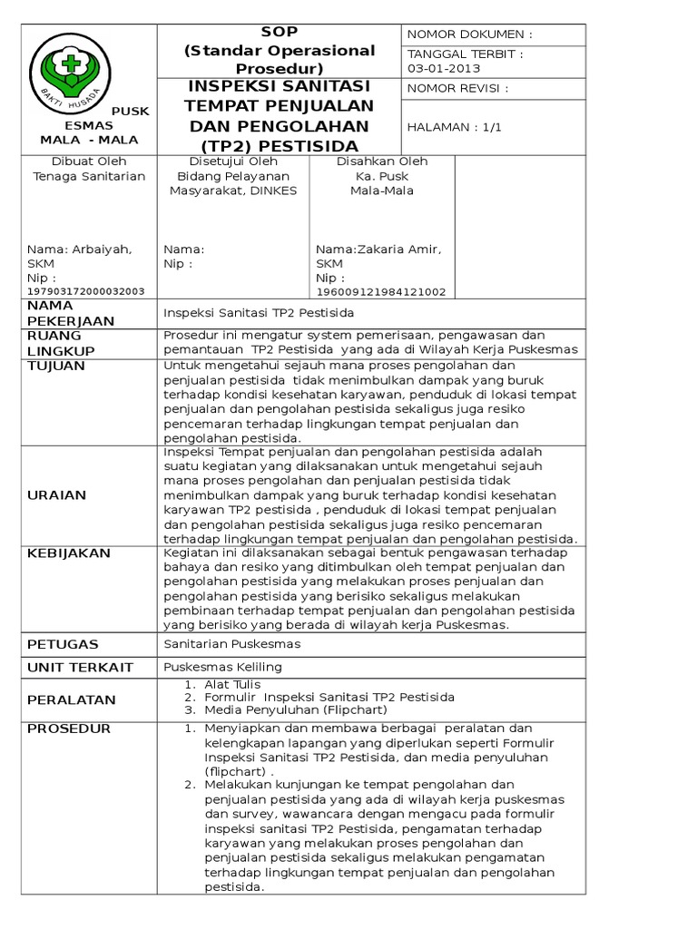 Sop Tp2 Pestisida | PDF