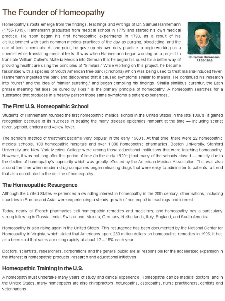 History of Homeopathy PDF | PDF | Homeopathy | Alternative Medicine