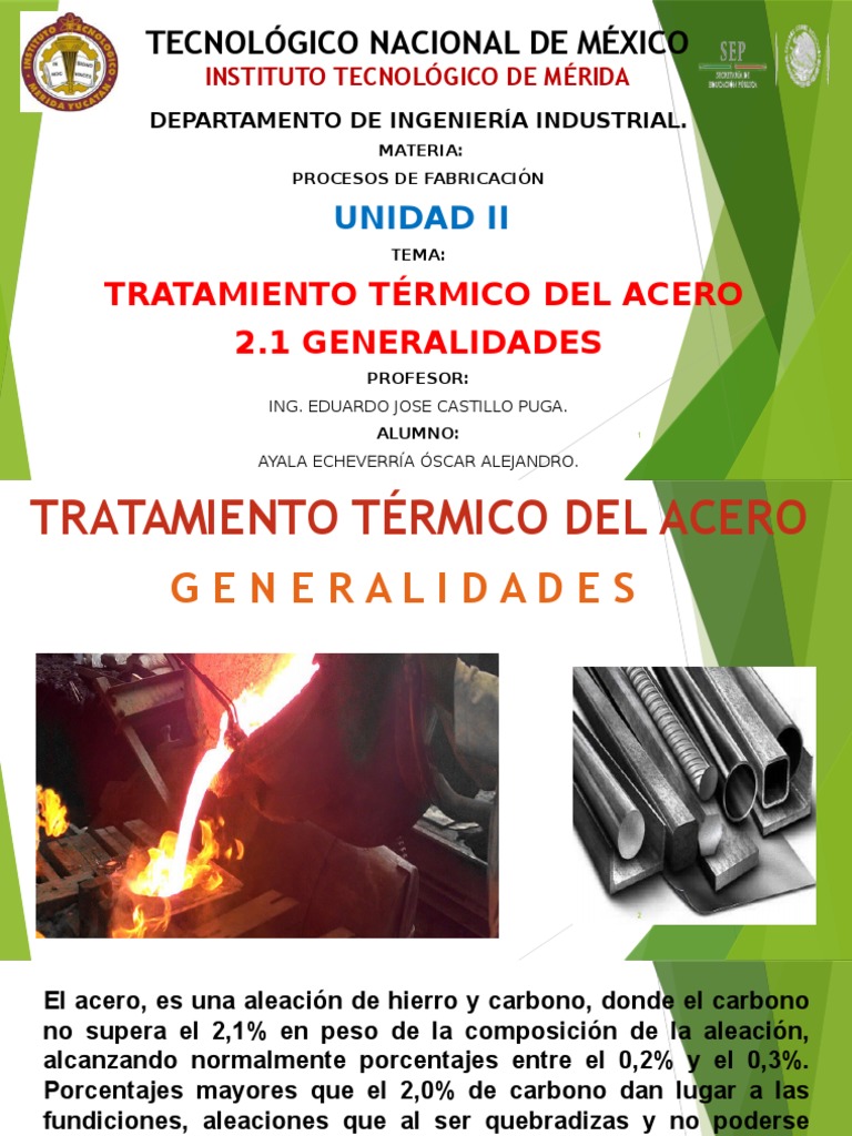 2.1 Generalidades Del Tratamiento Térmico Del Acero | Descargar gratis PDF | Tratamiento a base ...