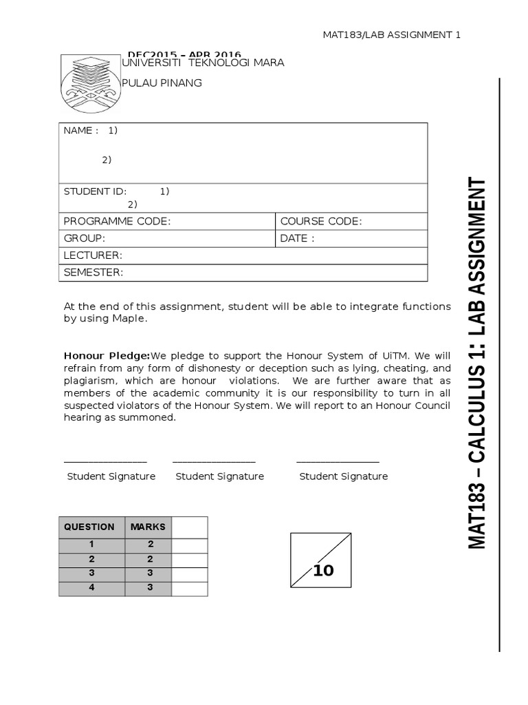 Assignment 2 MAT183 Assignment | PDF