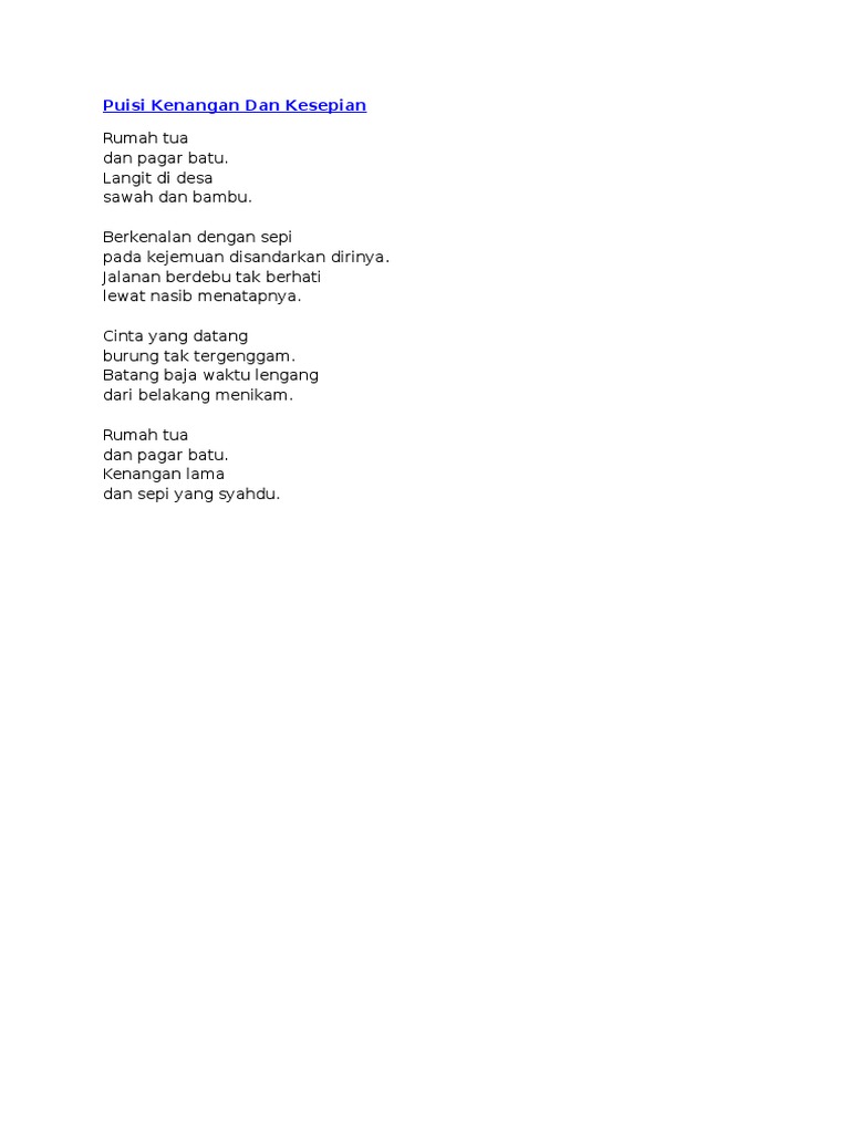 Puisi Kenangan Dan Kesepian | PDF