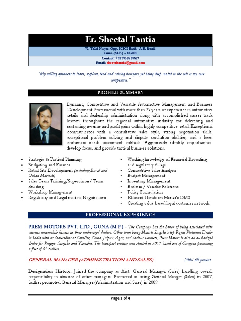 Resume - Sheetal Tantia Dec 2017 | PDF | Employee Retention | Employment
