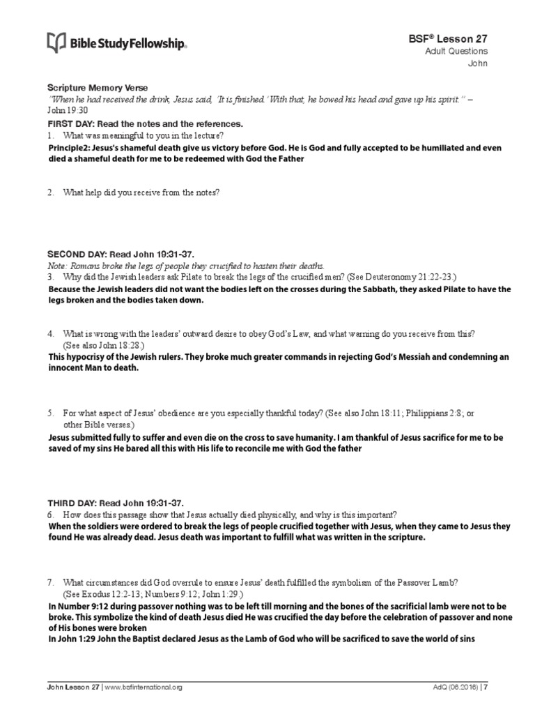 BSF Lesson 27 | PDF | John The Baptist | Christianity
