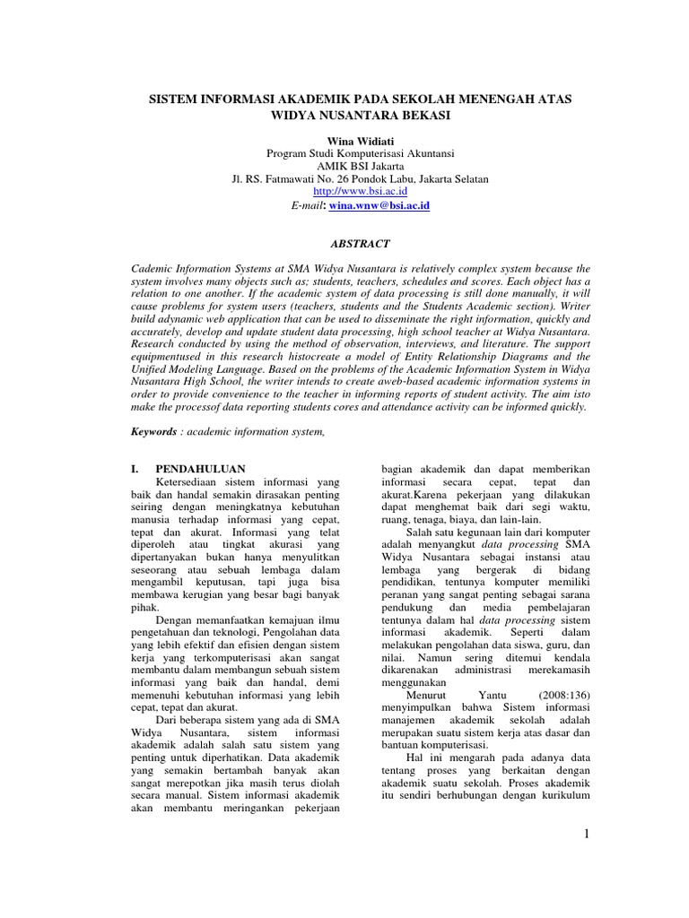 Sistem Informasi Akademik Pada Sekolah Menengah Atas