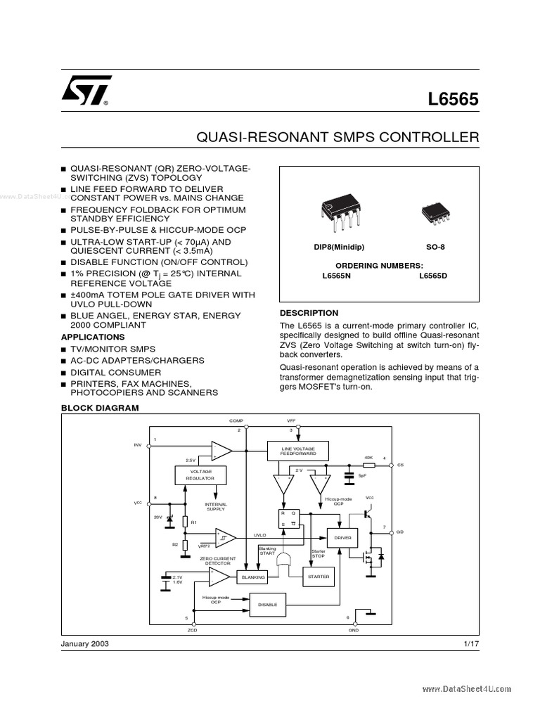 L6565 Datasheet | PDF | Amplifier | Mosfet