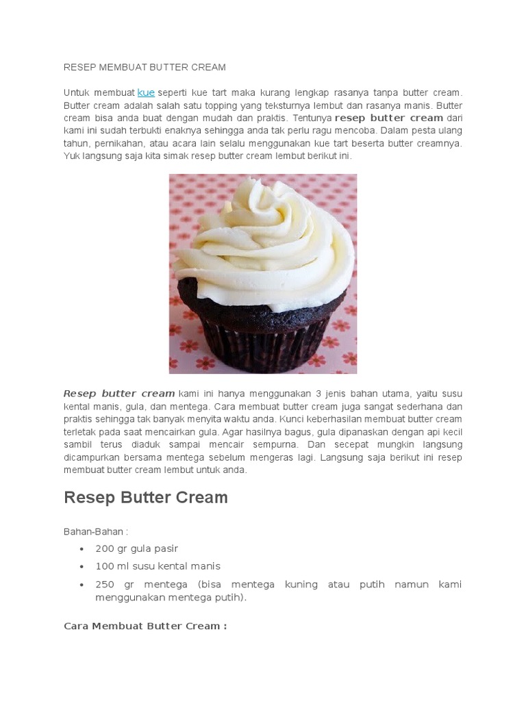 Resep Membuat Butter Cream | PDF