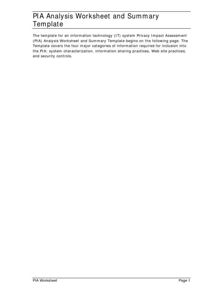 PIA Analysis Worksheet and Summary Template | PDF | Http Cookie ...