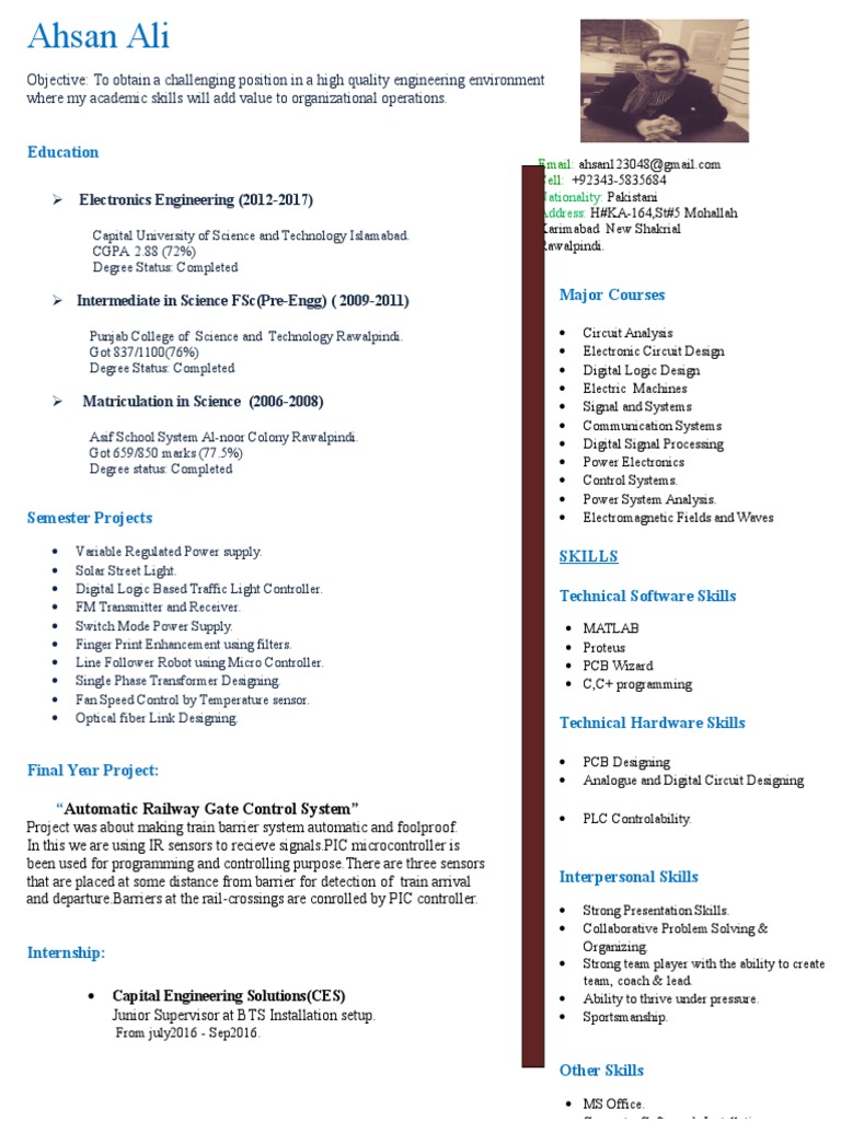 Ahsan Ali BS Electronic Engineering | PDF | Electronics | Electronic Engineering