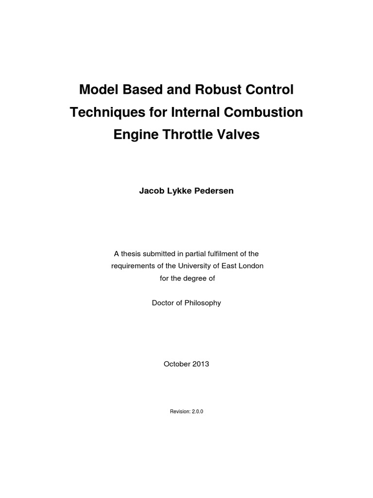 Model Based and Robust Control Techniques For Internal Combustion ...