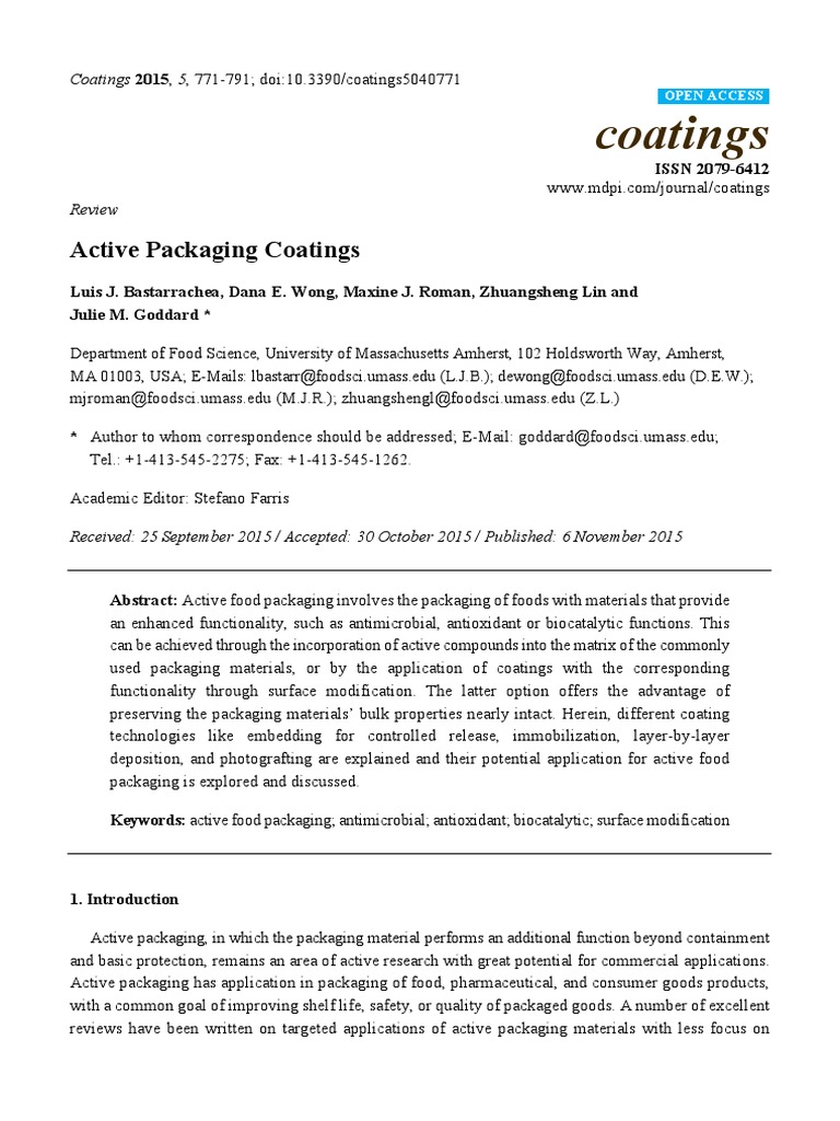 Active Packaging Coatings | PDF | Polymers | Antioxidant