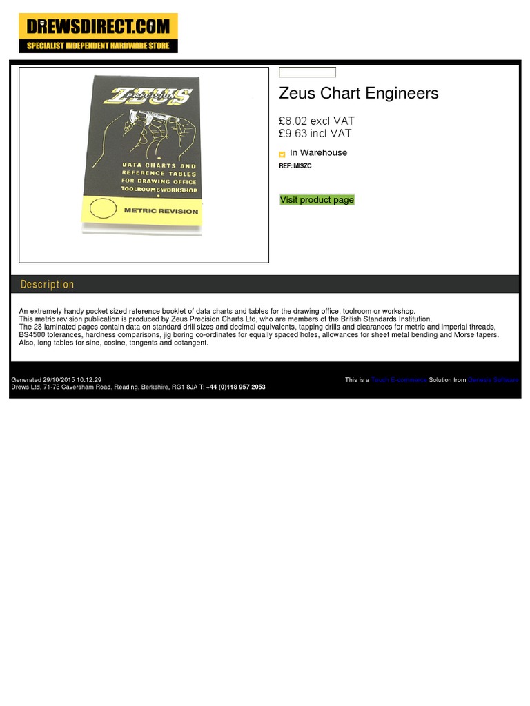 Zeus Chart Engineers: 8.02 Excl VAT 9.63 Incl VAT | PDF