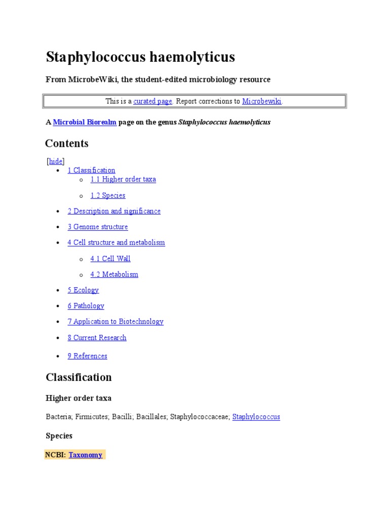 Staphylococcus Haemolyticus | PDF | Staphylococcus | Antimicrobial ...